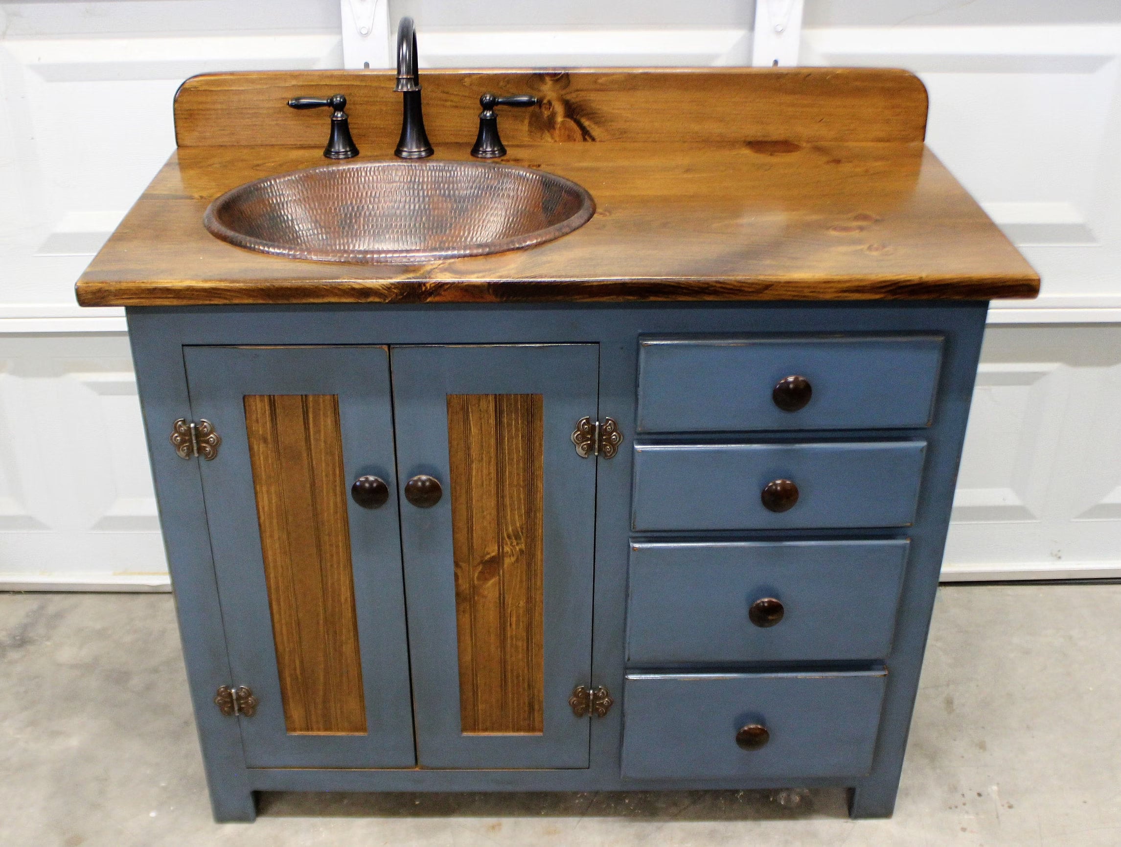 Farmhouse Vanity Copper Sink 42 BLUE Bathroom Vanity Bathroom Vanity with Sink Rustic Vanity Farmhouse Vanity Canton Antiques